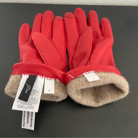 J. Crew | Accessories | New J Crew Red Leather Gloves With Cashmere ...